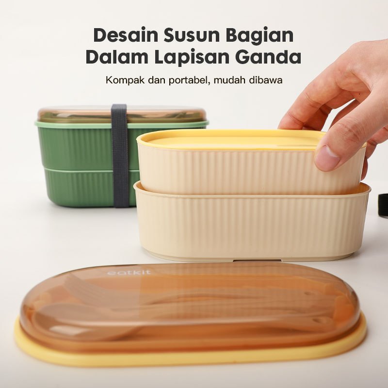 Jual Eatkit 3in1 Kotak Makan Set Lunch Box I Tempat Kotak Makan I Lunch Box Wheatstraw | Shopee ...