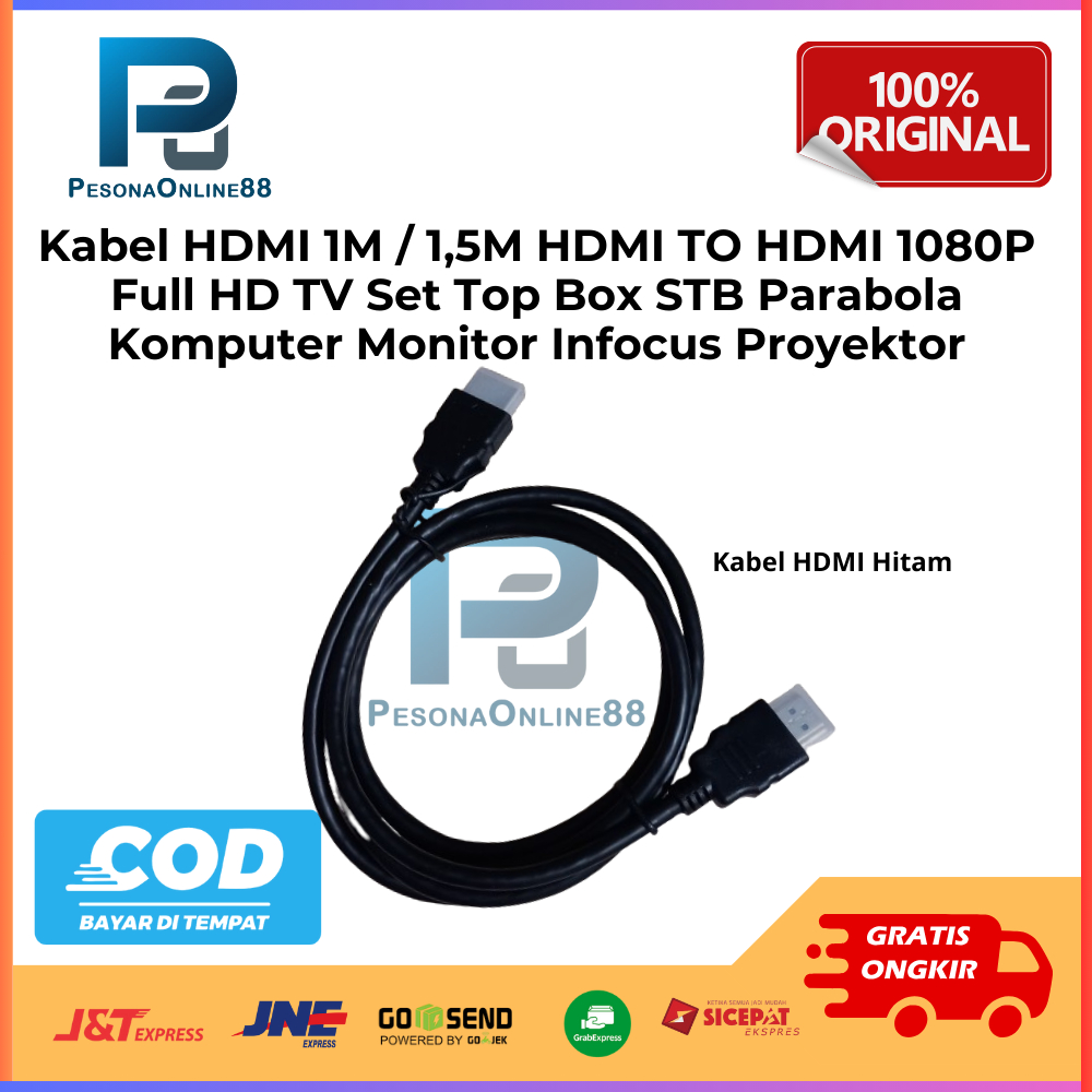 Jual Kabel HDMI 1M / 1,5M HDMI TO HDMI 1080P Full HD TV Set Top Box STB ...