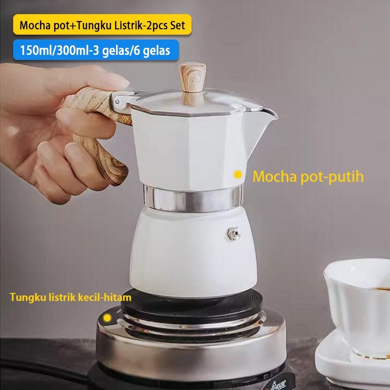 Jual Set Moka Pot Espresso Pot Kopi Mocha Pot Espresso Coffee Maker ...