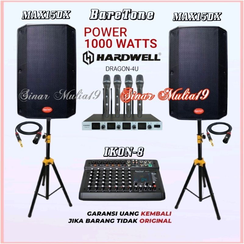 Jual Paket Sound System Speaker Aktif 15 Inch BareTone MAX15DX Mixer ...