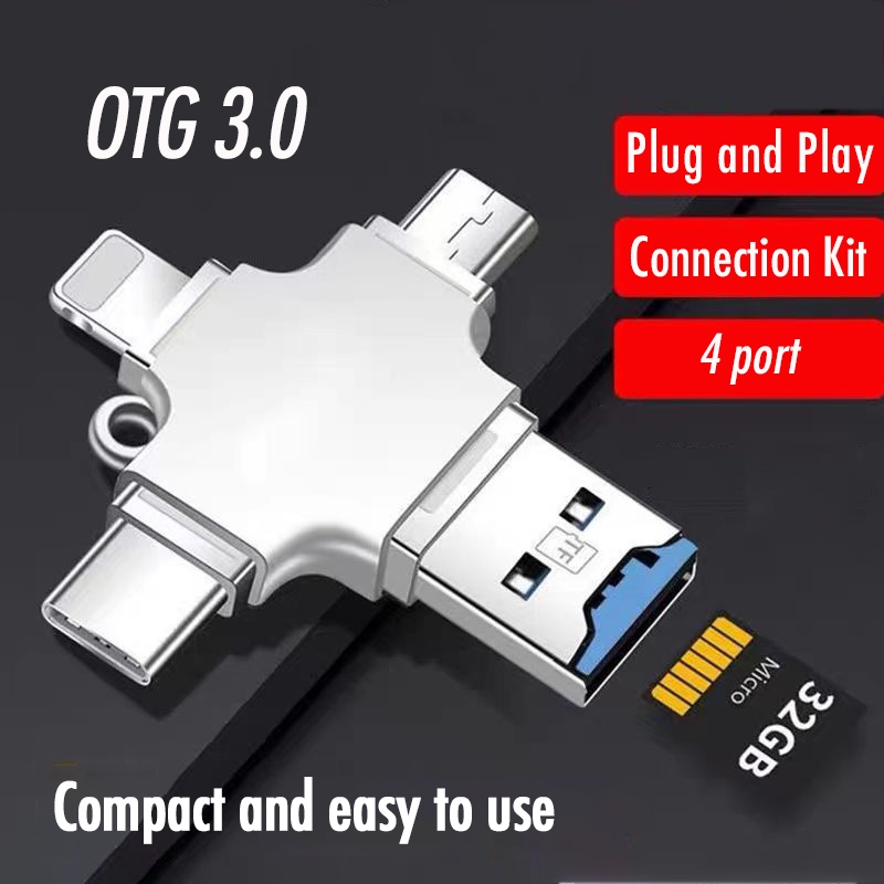 Jual 4 in 1 OTG 3.0 for iphone Android High Speed USB Converter Compatible OTG Card Reader OTG ...