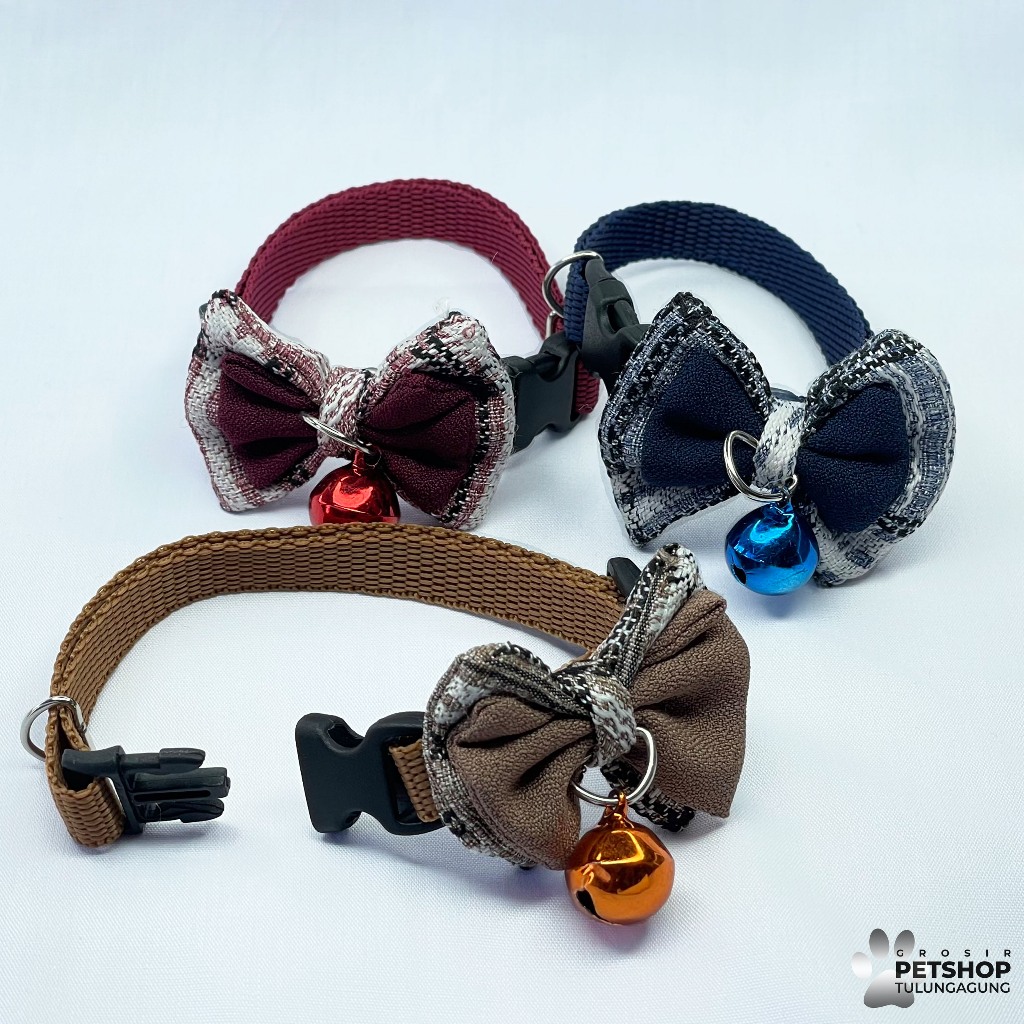 Jual Kalung Kucing Polos Motif Pita Kupu 1Lonceng Bisa Berbunyi ...