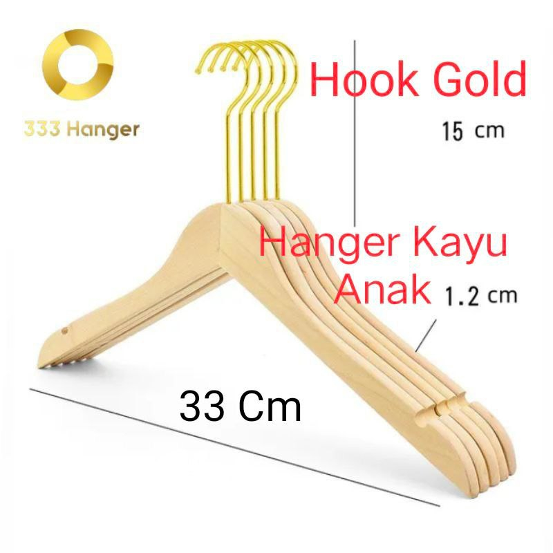 Jual hanger kayu Premium anak hook gold bulat (1 Pcs) | Shopee Indonesia