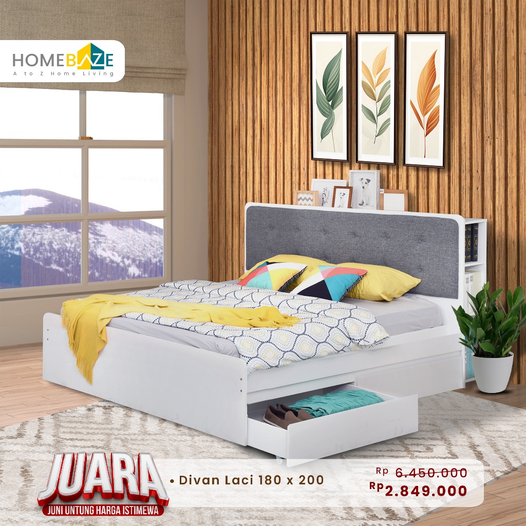 Jual Homebaze - Divan Laci Eclipse 180x200 Minimalis, Ranjang Kokoh ...
