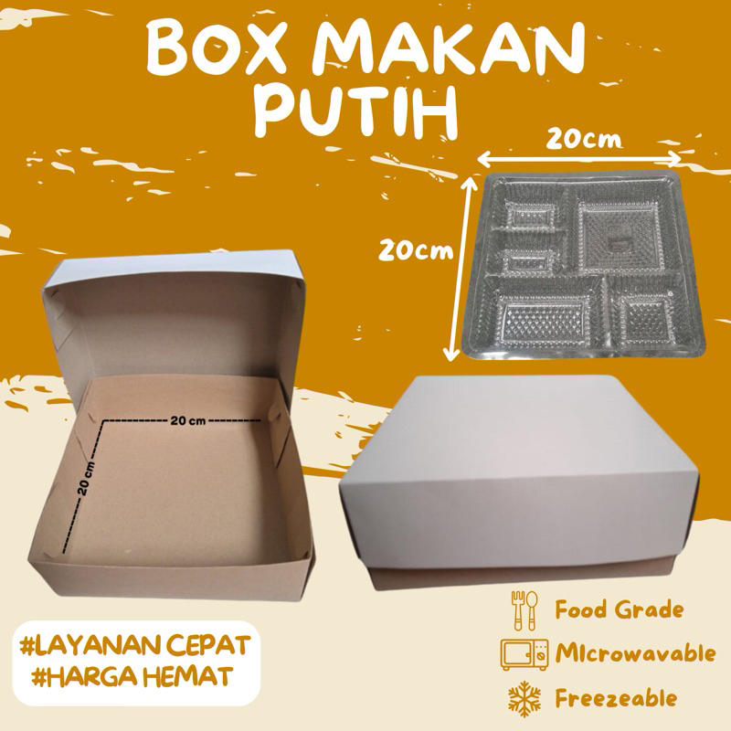 Jual Box Kotak Nasi Polos Putih 20x20 isi 100 lembar Dus Kue Tebal ...