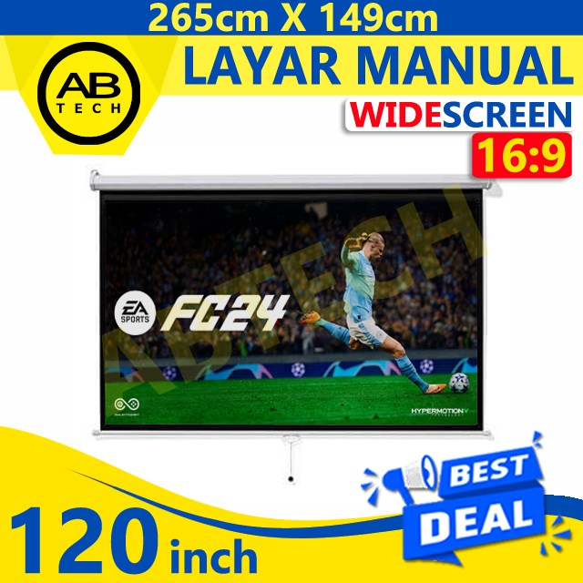Jual Screen Projector Manual 120" inch Ratio 16:9 Widescreen - Layar ...