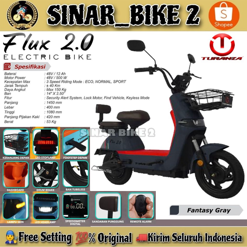 Jual Sepeda Listrik TURANZA FLUX 2.0 BY PACIFIC 500 Watt E-Bike | Shopee Indonesia