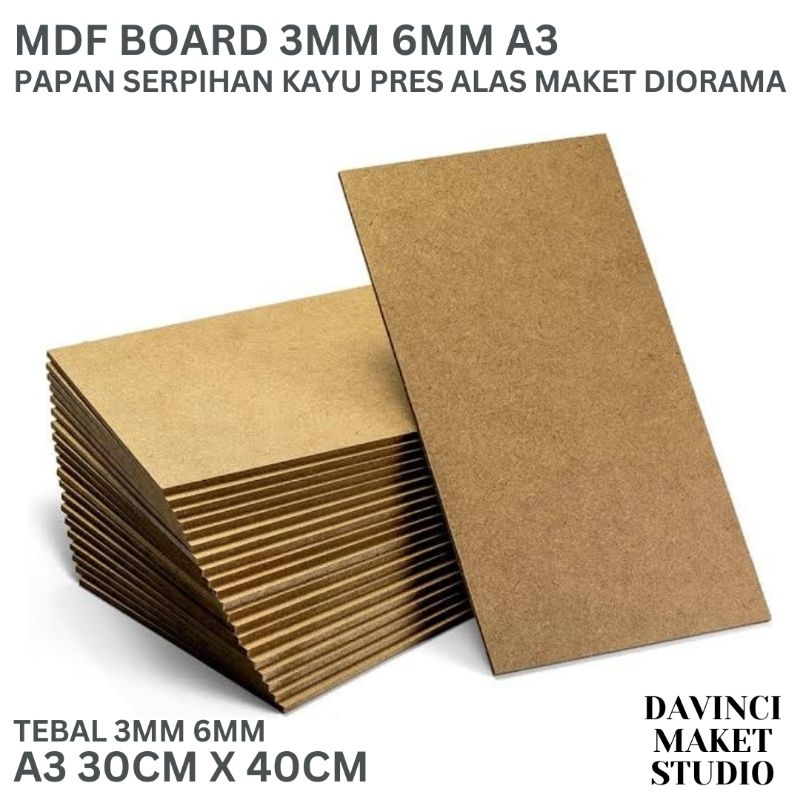 Jual (MDF 3MM) Karton Kayu Partikel Bahan Alas Maket A3 - MDF HMR Board ...