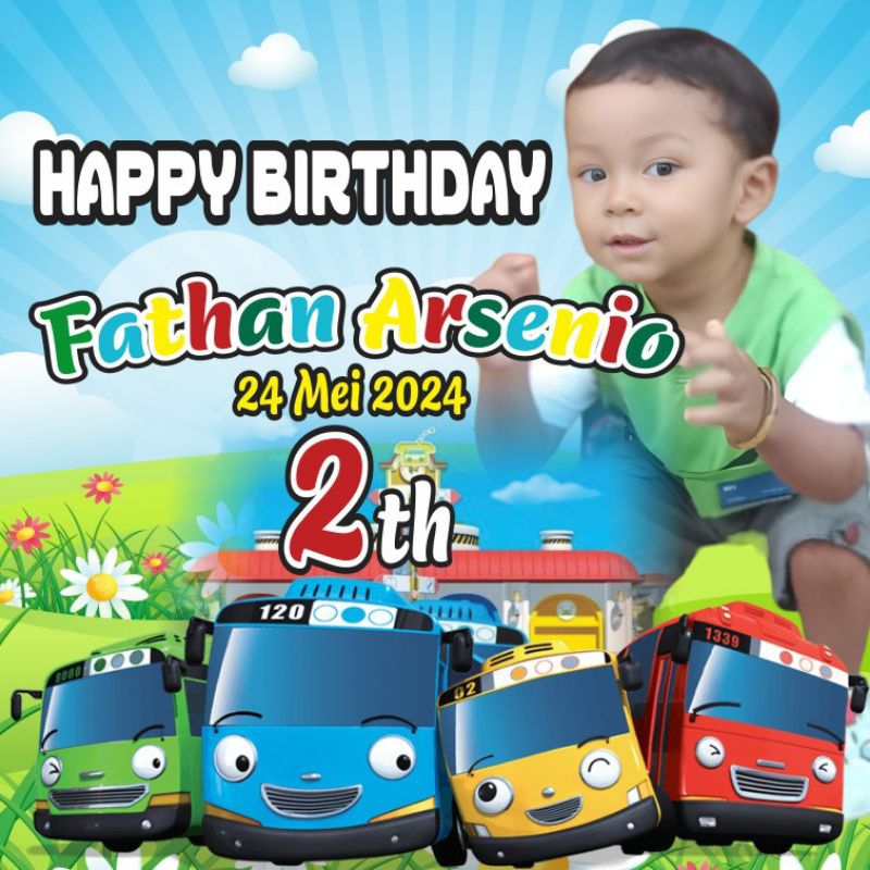 Jual LANGSUNG JADI ‼️ BACKDROP BANNER ULANG TAHUN TEMA TAYO 2x2 ...