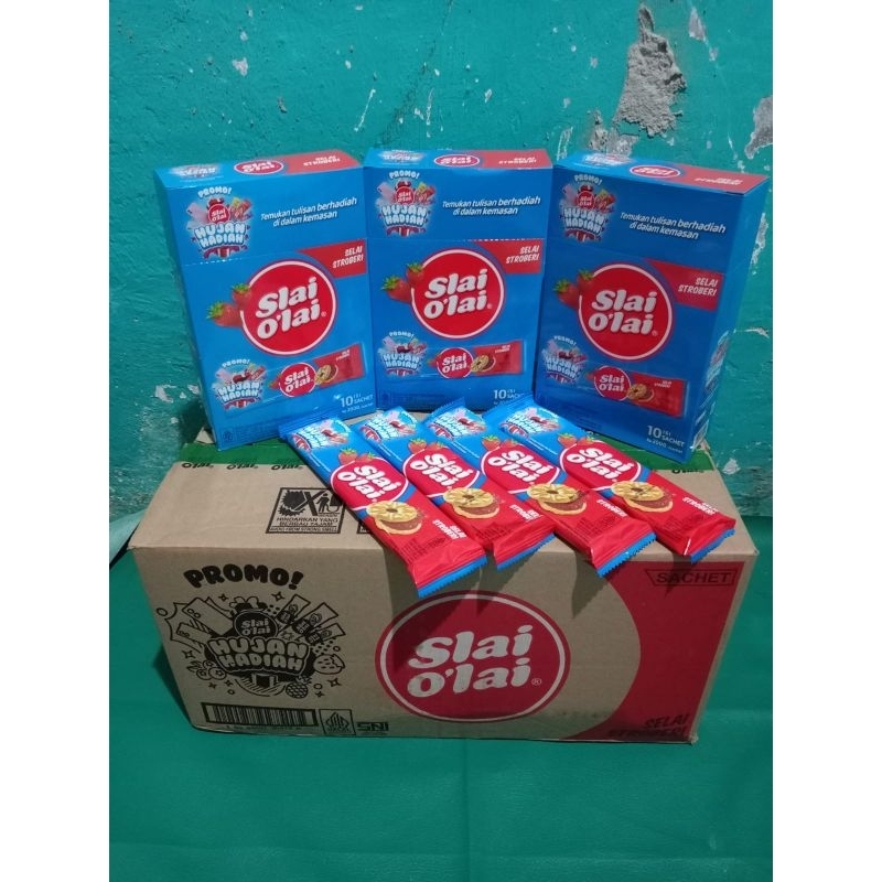 Jual Slai olai rasa stroberi 1 box isi 10 sachet kemasan baru berhadiah ...