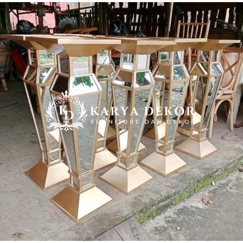 Jual tempat bunga pelaminan / vas piala / standing flower mirror ...
