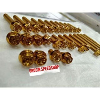 Jual Baut Probolt Flowers Heng Thailand Set Bak Block mesin Kanan Kiri Gold & Biru Kawasaki ...