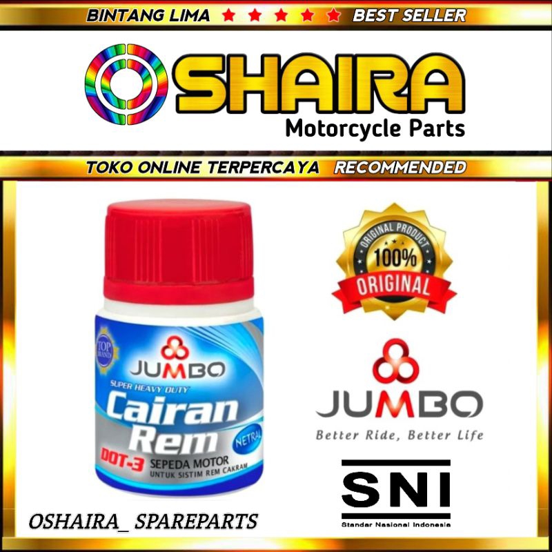 Jual OLI REM MOTOR MOBIL / MINYAK REM JUMBO 50ML DOT 3 / WARNA MERAH ...