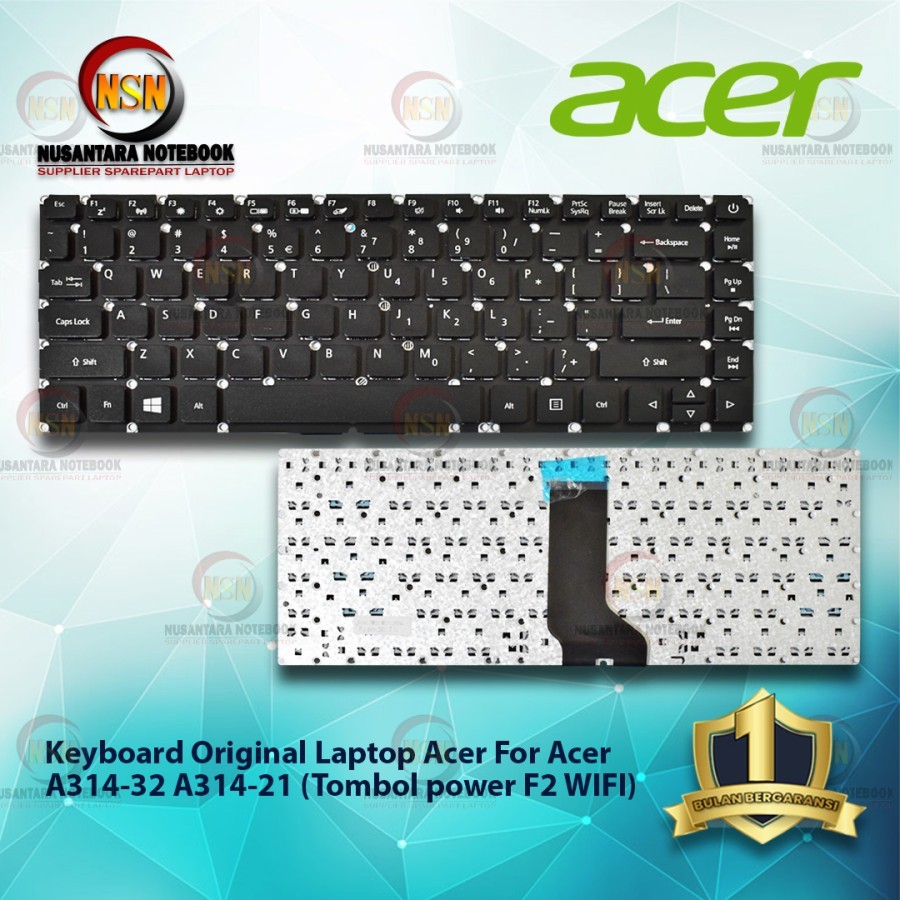Jual KEYBOARD ACER ASPIRE A314-32 A314-21 (TOMBOL F2 WIFI) | Shopee ...