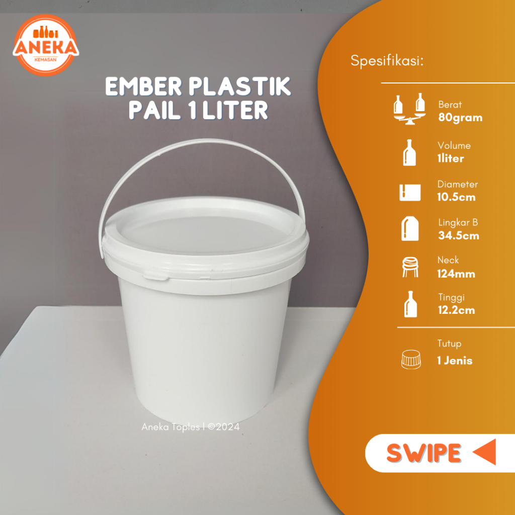 Jual (Paket Isi 12pcs) PAIL 1 KG - Kondisi Baru Food Grade / Ember Air ...