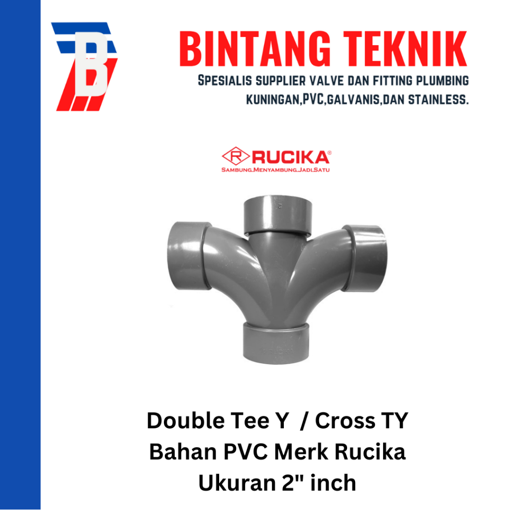 Jual Double Tee Y 2" inch / Cross TY 2" inch PVC Rucika D (Tipis ...