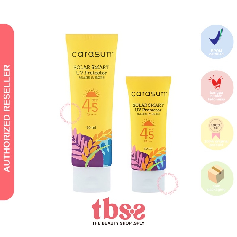 Jual CARASUN Solar Smart UV Protector Sunscreen SPF 45 PA++++ | 8ml | 30ml | 70ml | BPOM ...