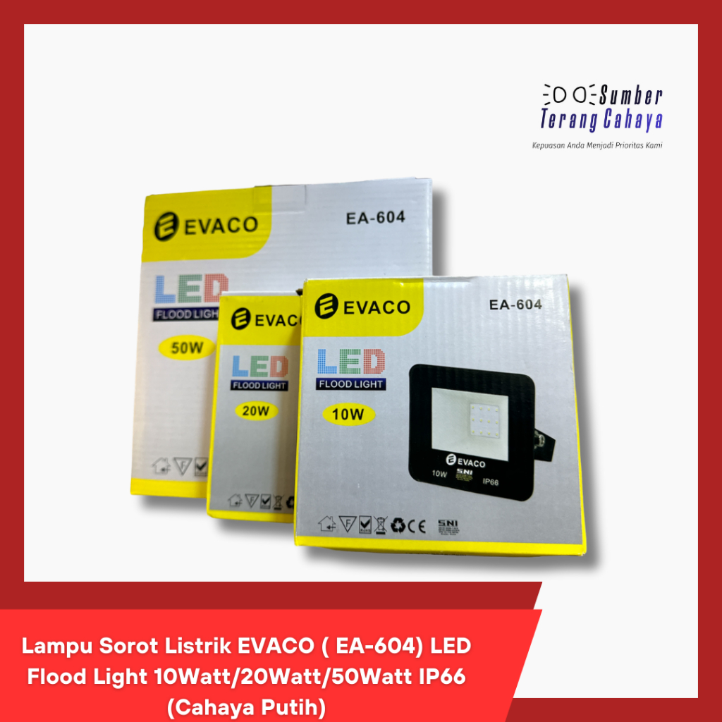 Jual Lampu Sorot LED 10/20/50 Watt Merek EVACO Flood Light Cocok Untuk ...