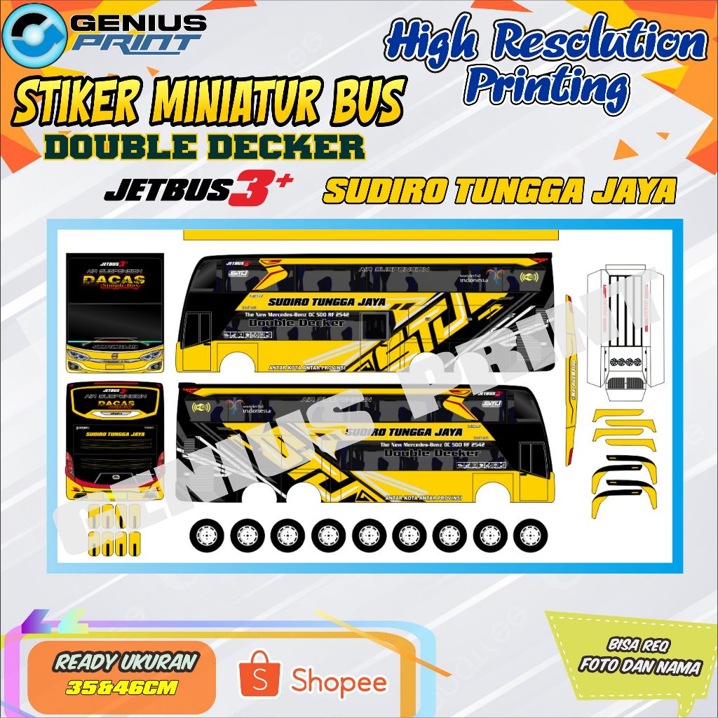 Jual Stiker Mainan Miniatur Bus Double Decker Jetbus 3+ Sudiro Tungga ...