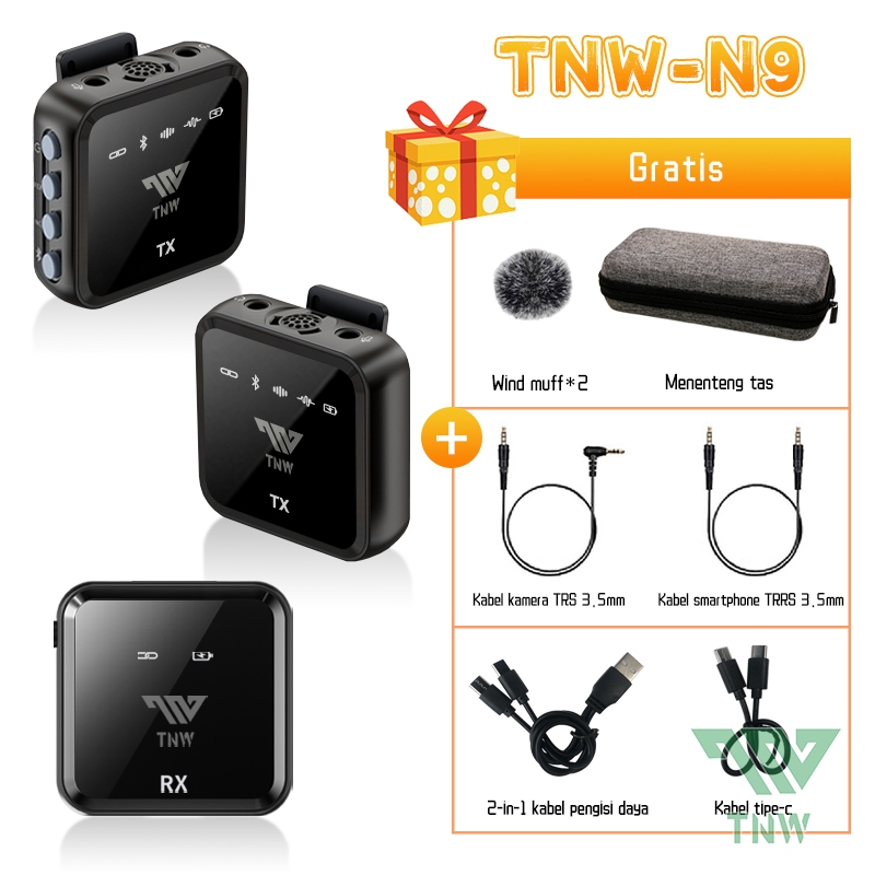 Jual TNW-N9/N8 Wireless Microphone Professional Wireless 2 Mikrofon ...