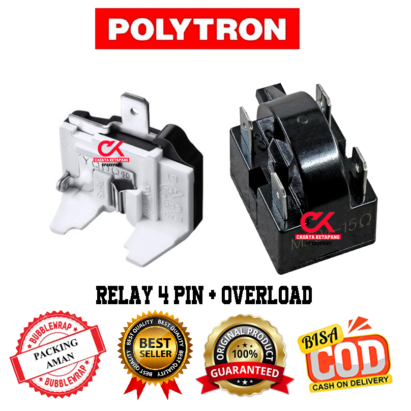 Jual Relay 4 pin + ptc overload kulkas Polytron 1 pintu / 2 pintu ...