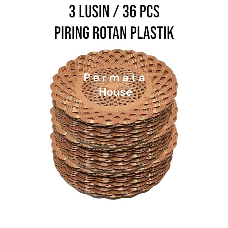 Jual 3 LUSIN / 36 Pcs Piring Rotan Plastik Piring rotan anyam | Shopee ...