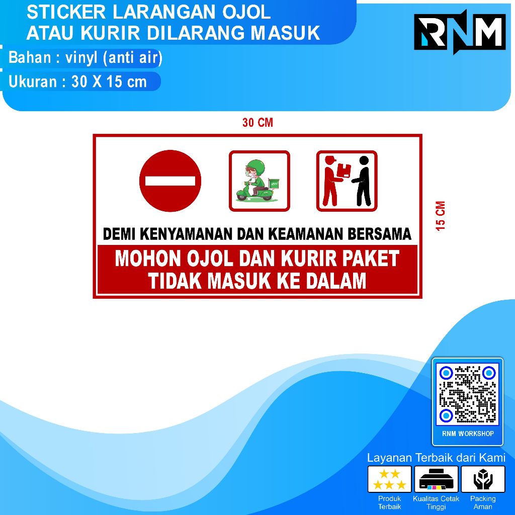 Jual STICKER LARANGAN OJOL ATAU KURIR DILARANG MASUK 30 X 15 | Shopee ...