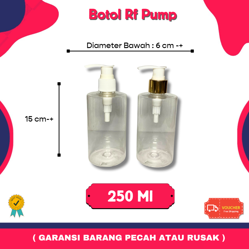 Jual Botol Pump 250ml | Botol RF Sabun Kosmetik Skincare 250 ml ...