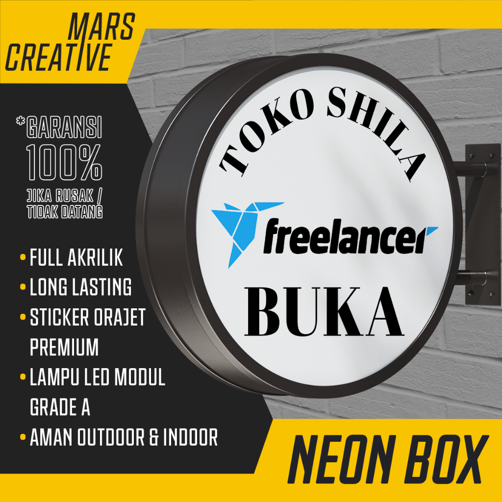 Jual NEON BOX FULL ACRYLIC TERMURAH | BENTUK PERSEGI PANJANG UKURAN 90 ...