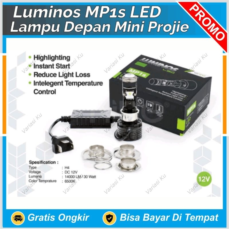 Jual LAMPU MOBIL LED MINI PROJI LENS H4 LUMINOS NINE 3 WARNA SINAR ...