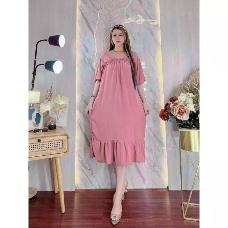 Jual Daster Fuji Crinkle Airflow Busui Lengan Pendek Motif Polos Jumbo ...