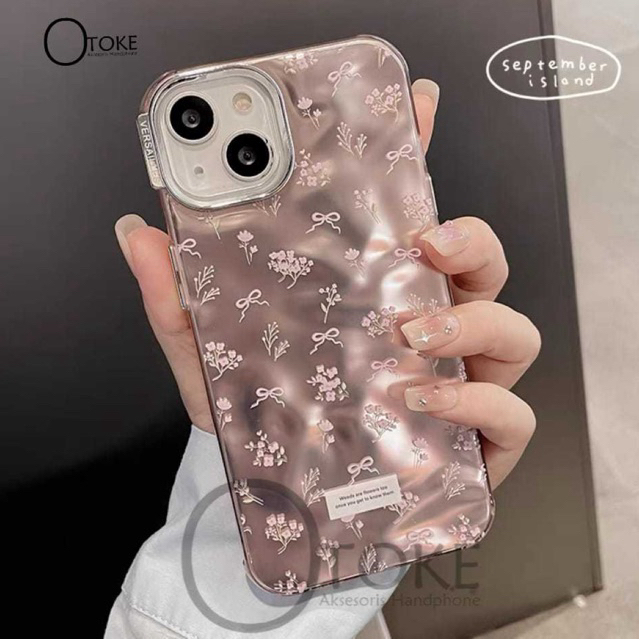 Jual OTOKE - CASE RIBBON PINK FLOWER BELL METALIC FOR IPHONE 15 14 PLUS ...