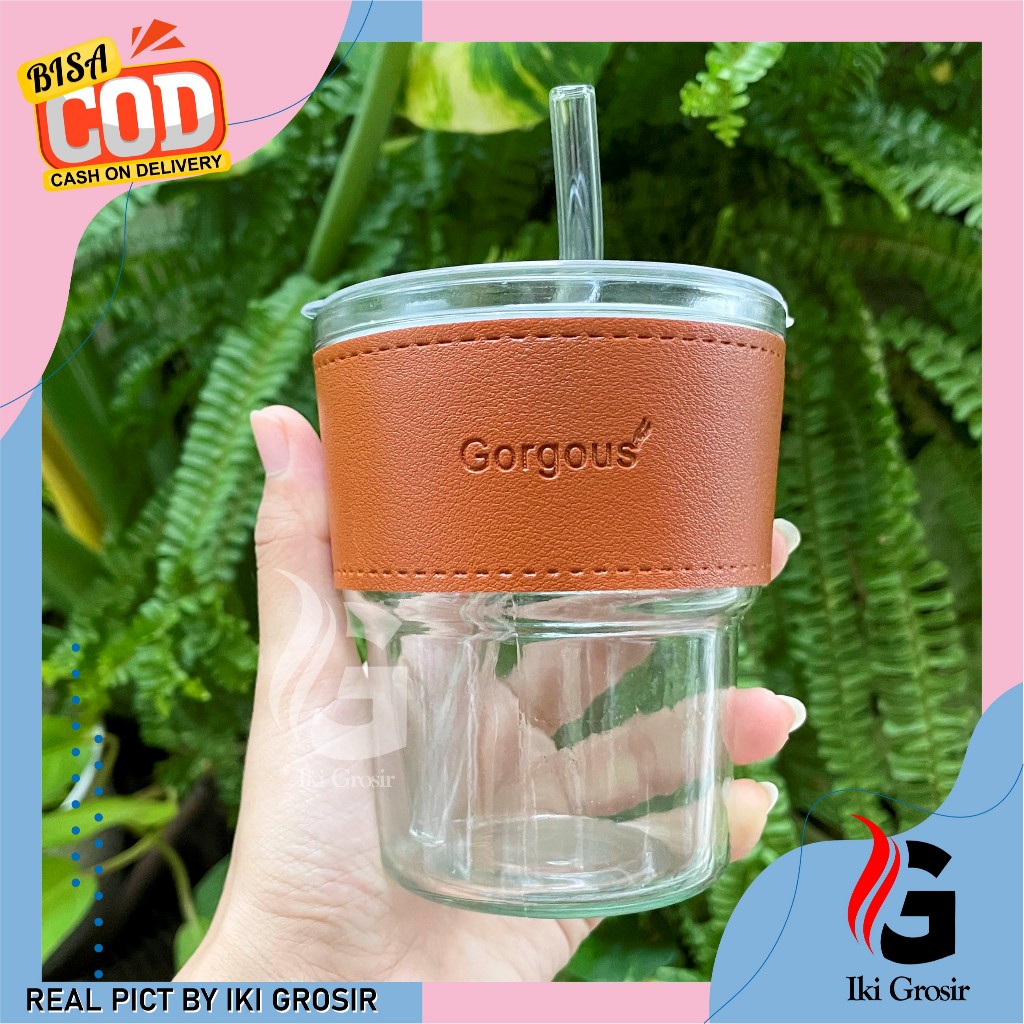 Jual Aesthetic Botol Minum Kaca Gelas Mug Korea Bottle Tumbler 400 ml ...