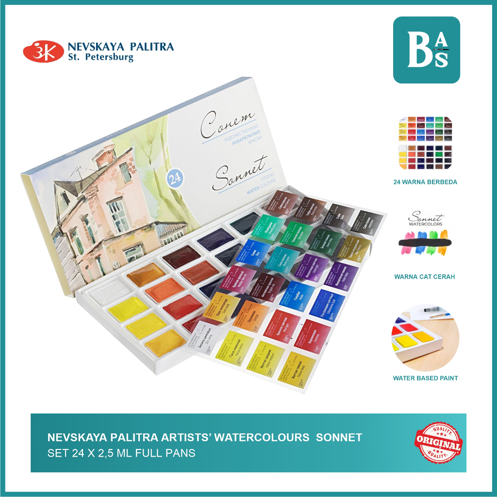 Jual Nevskaya Palitra Artists’ Watercolours Set 24 x 2,5 ml Full Pans - Sonnet 100% Original ...