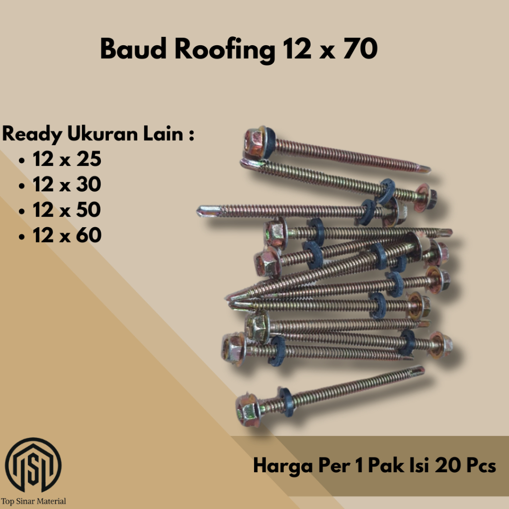 Jual Baut Baja Ringan / Baud Drilling / Sekrup Roofing 12 x 70 Per ...