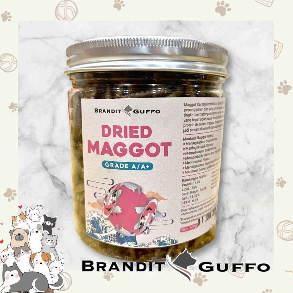 Jual Brandit Guffo Dried maggot kering cacing kering makanan ikan pakan ...