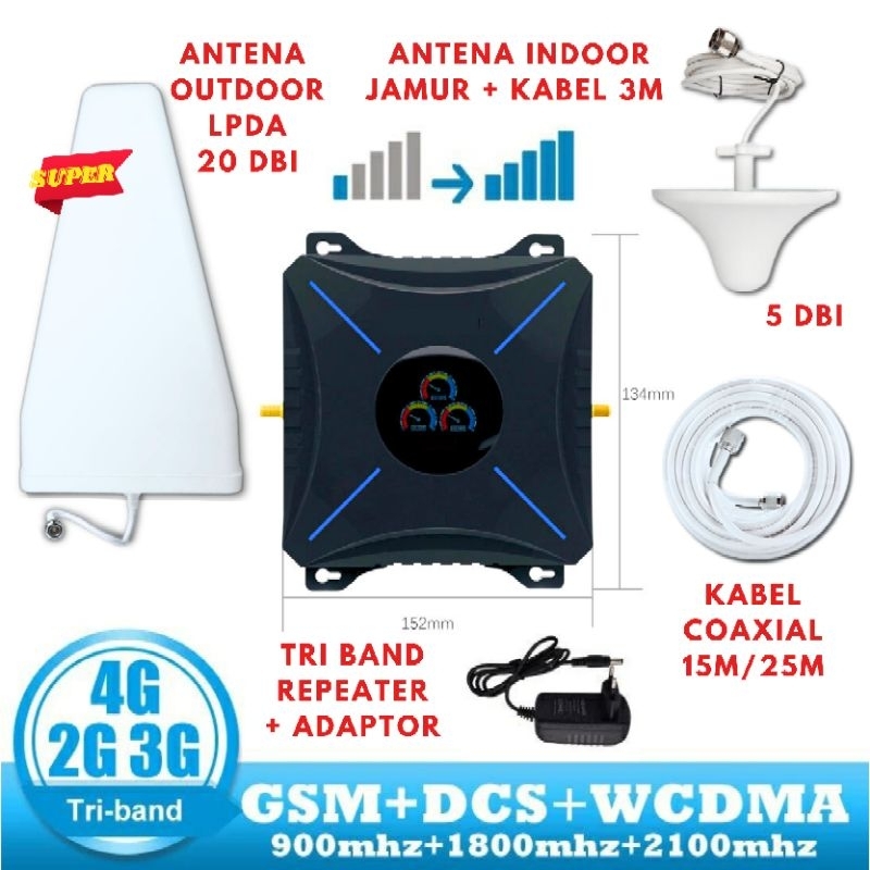 Jual PENGUAT JARINGAN SINYAL HP INTERNET 4G 3G 2G PEDALAMAN PEDESAAN TRIBAND HIGH GAIN BOOSTER ...