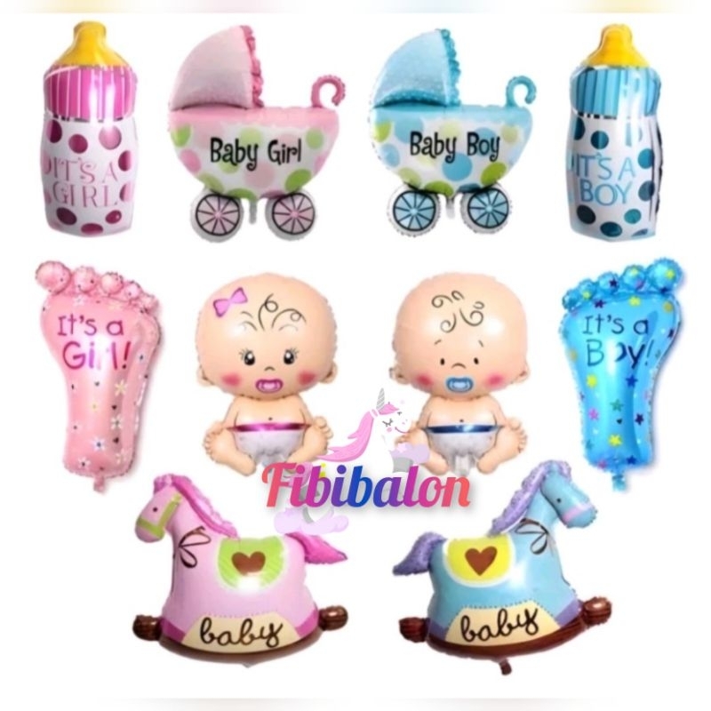 Jual Balon foil mini baby girl/baby boy/botol/kuda/kereta mini/stroler ...