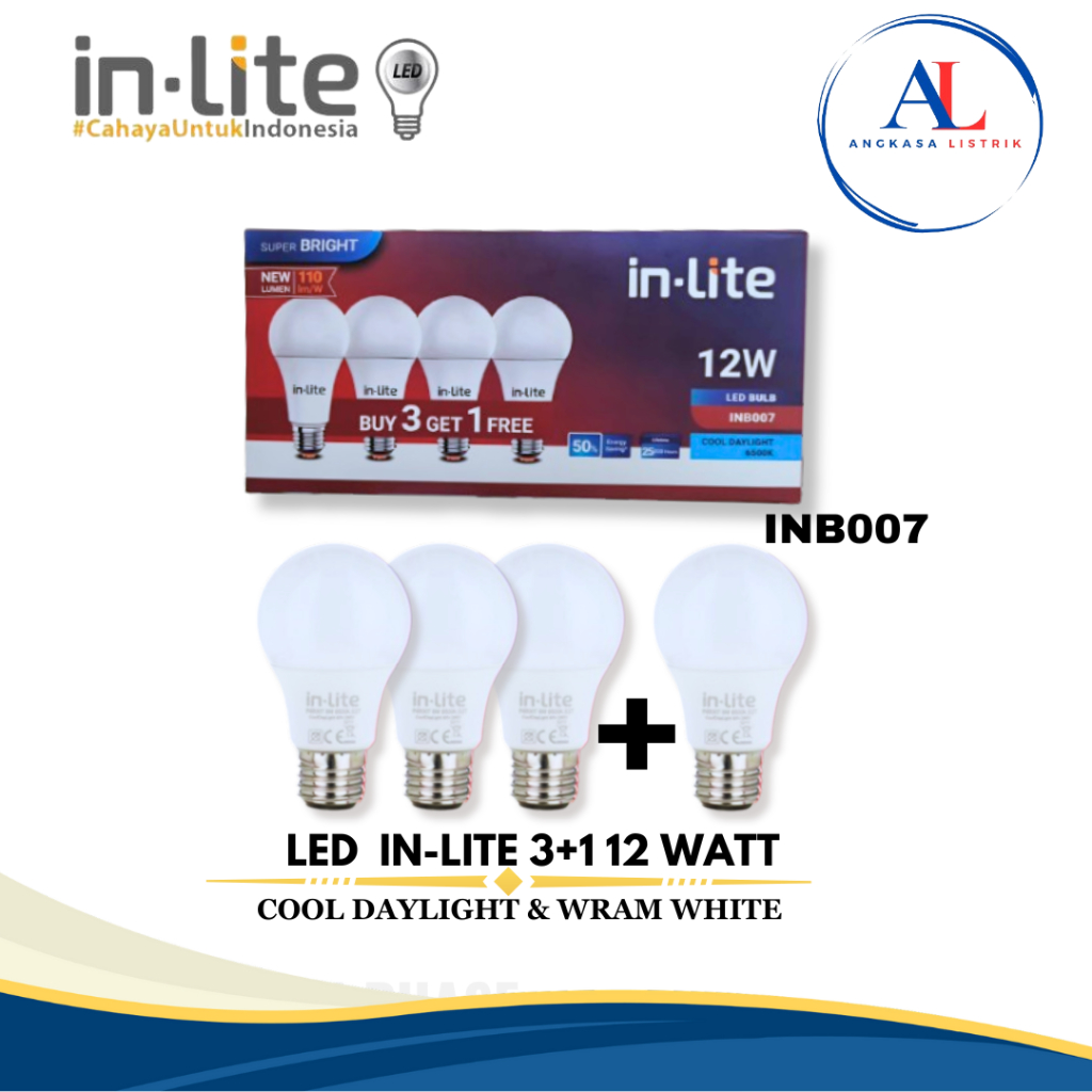Jual PAKET SUPER MURAH BELI 3 GRATIS 1 LAMPU LED INLITE 12 WATT INB007 ...