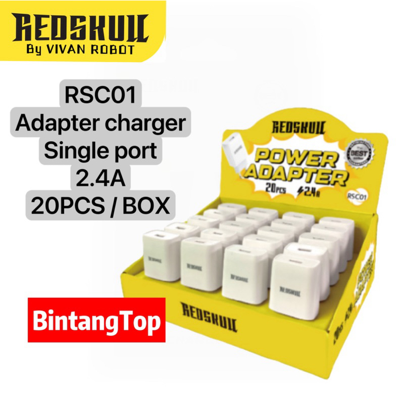 Jual REDSKULL RSC01 2.4A , RSC02 3A per BOX / adapter charger REDSKULL RSC01 2.4A single output ...
