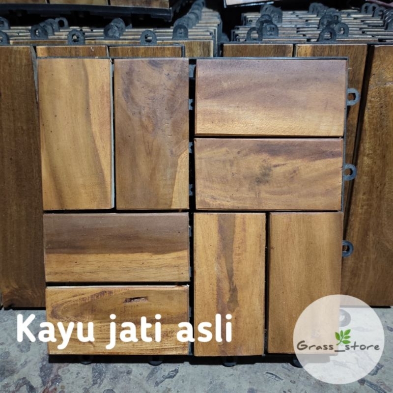 Jual Lantai kayu jati, bongkar pasang//Decking tile kayu jati asli//30 ...