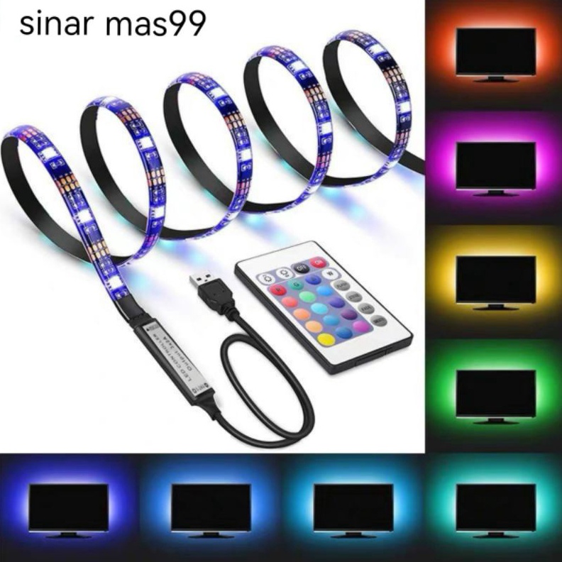 Jual KODE N63D LAMPU STRIP LED COLOK USB 5V POWERBANK RGB 55 REMOT ...