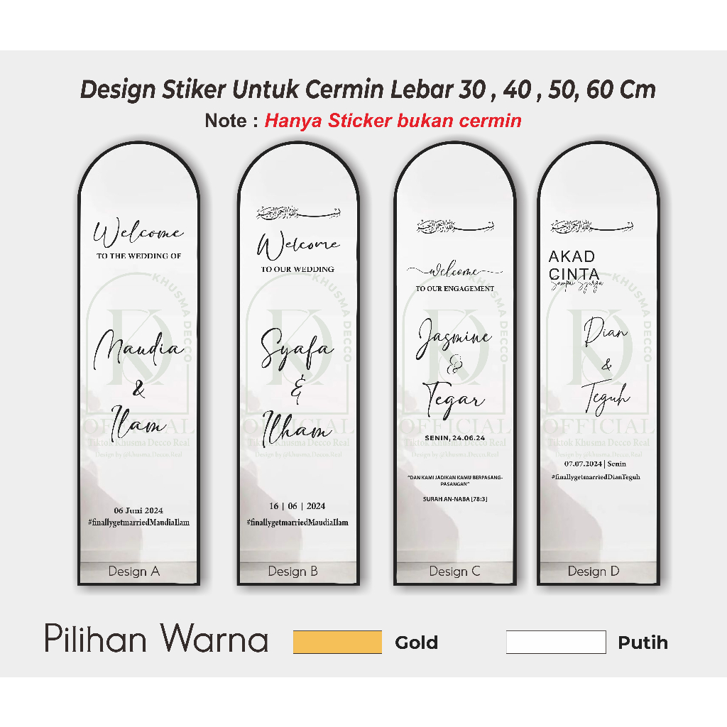 Jual Khusma Decco Best New Stiker Mirror Sign Wedding Engagement Kaca ...