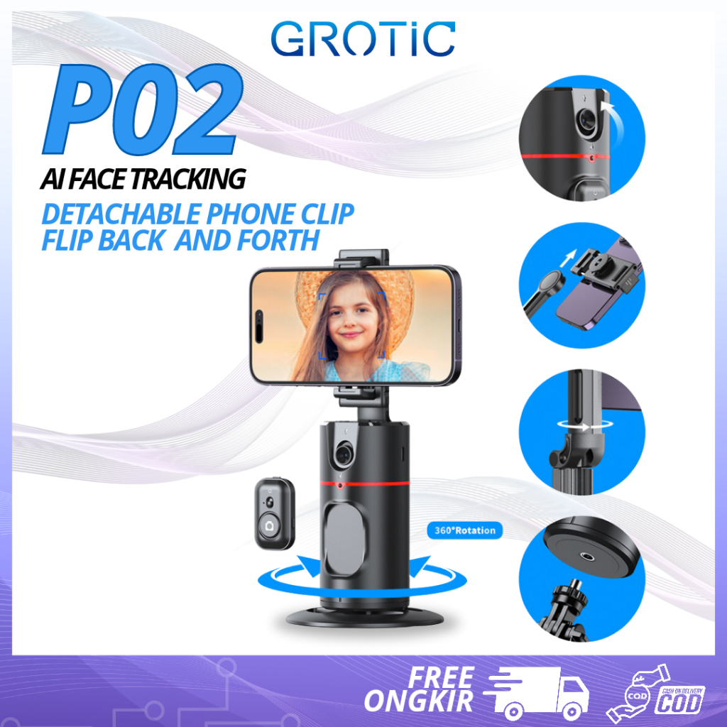 Jual GROTIC Gimbal Stabilizer Handphone Auto Face Tracking Camera 360 ...