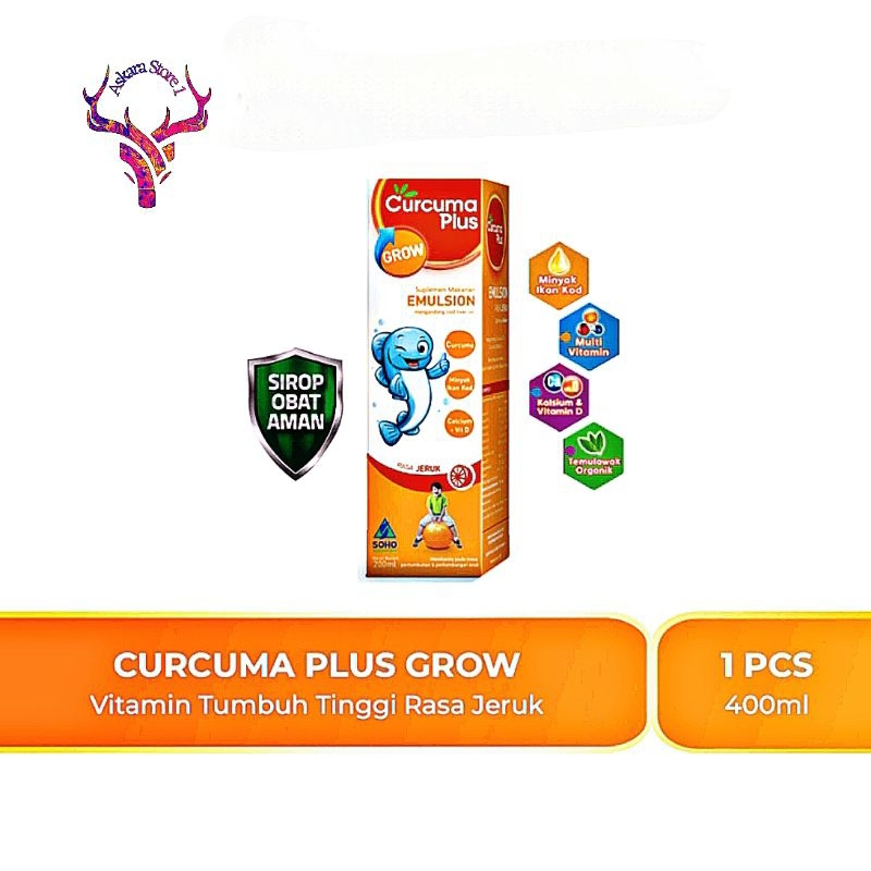 Jual Curcuma Plus Grow Emulsion Suplemen Makanan Rasa Jeruk 400ml ...