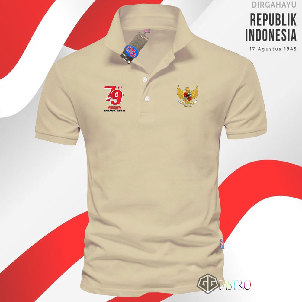 Jual T-SHIRT POLO - Kaos Polo Kerah Lengan Pendek Garuda HUT-RI KE 79 ...