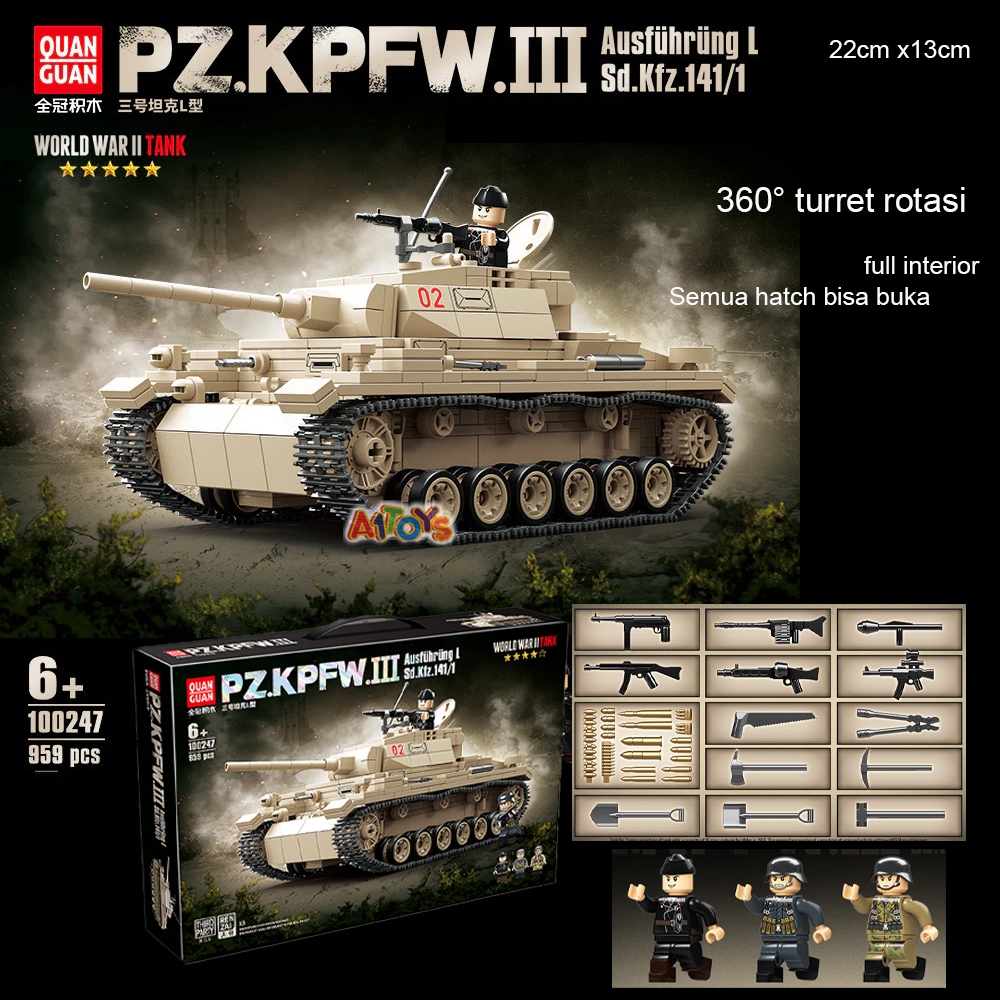 Jual Bricks Tiger tank mainan tank miniatur tank block Tiger tank ...