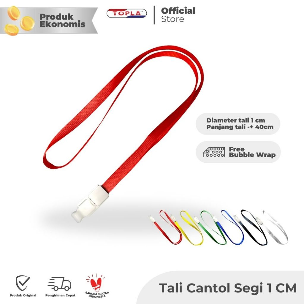 Jual Topla Tali Segi ID Card Lanyard 1 CM universitas Biru Hijau Hitam ...