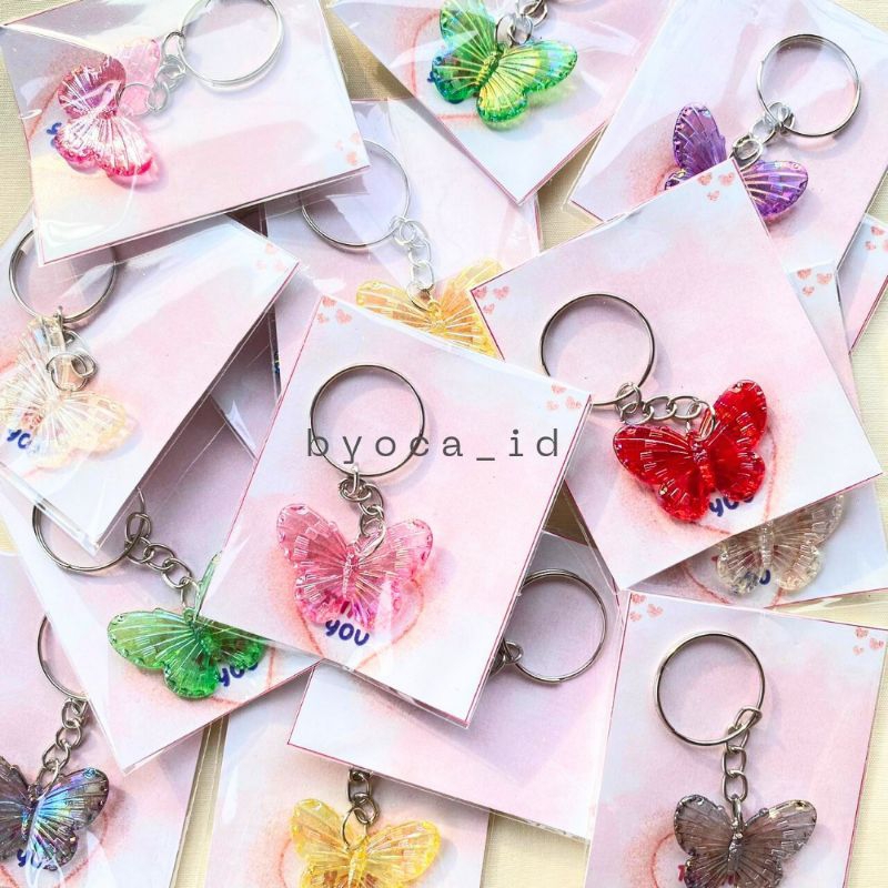 Jual [ isi 50 pcs ] PAKET SOUVENIR GANTUNGAN KUNCI BUTTERFLY RAINBOW/ FREE CUSTOM NAMA | Shopee ...