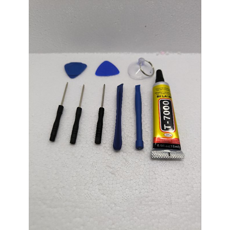 Jual ALAT SERVICE HP OBENG SET 8 IN 1 + LEM B7000 15ML / LEM T7000 15ML | Shopee Indonesia